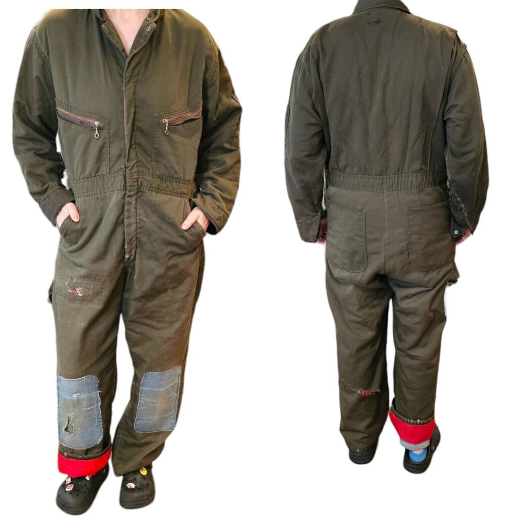 Vintage 60s Army Green Coveralls Thrashed Streetwear Small Workwear ...