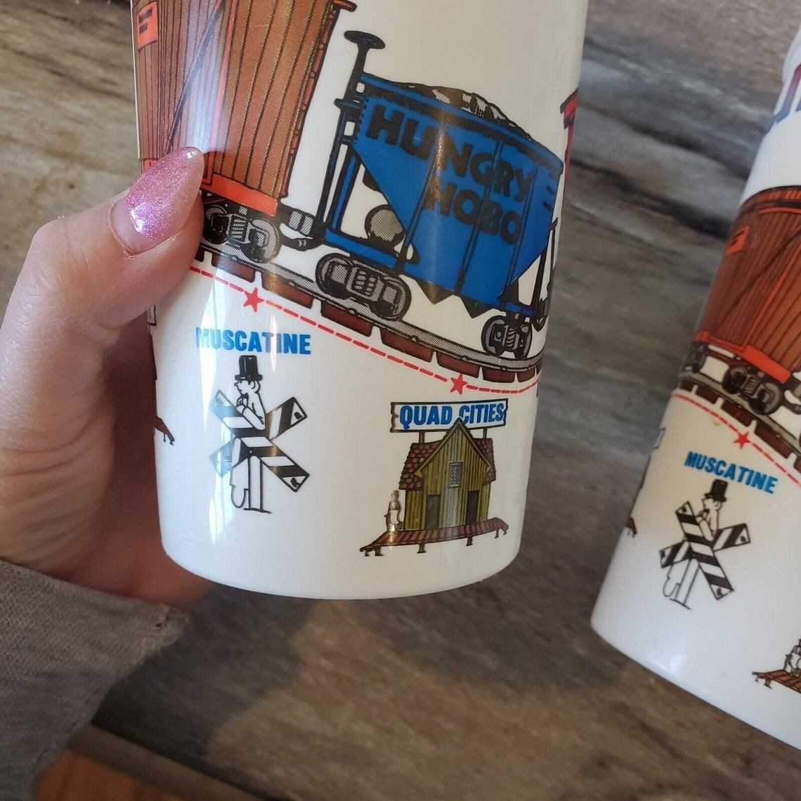 Vintage Hungry Hobo Restaurant Plastic Train Cups Des Moines Rockford ...