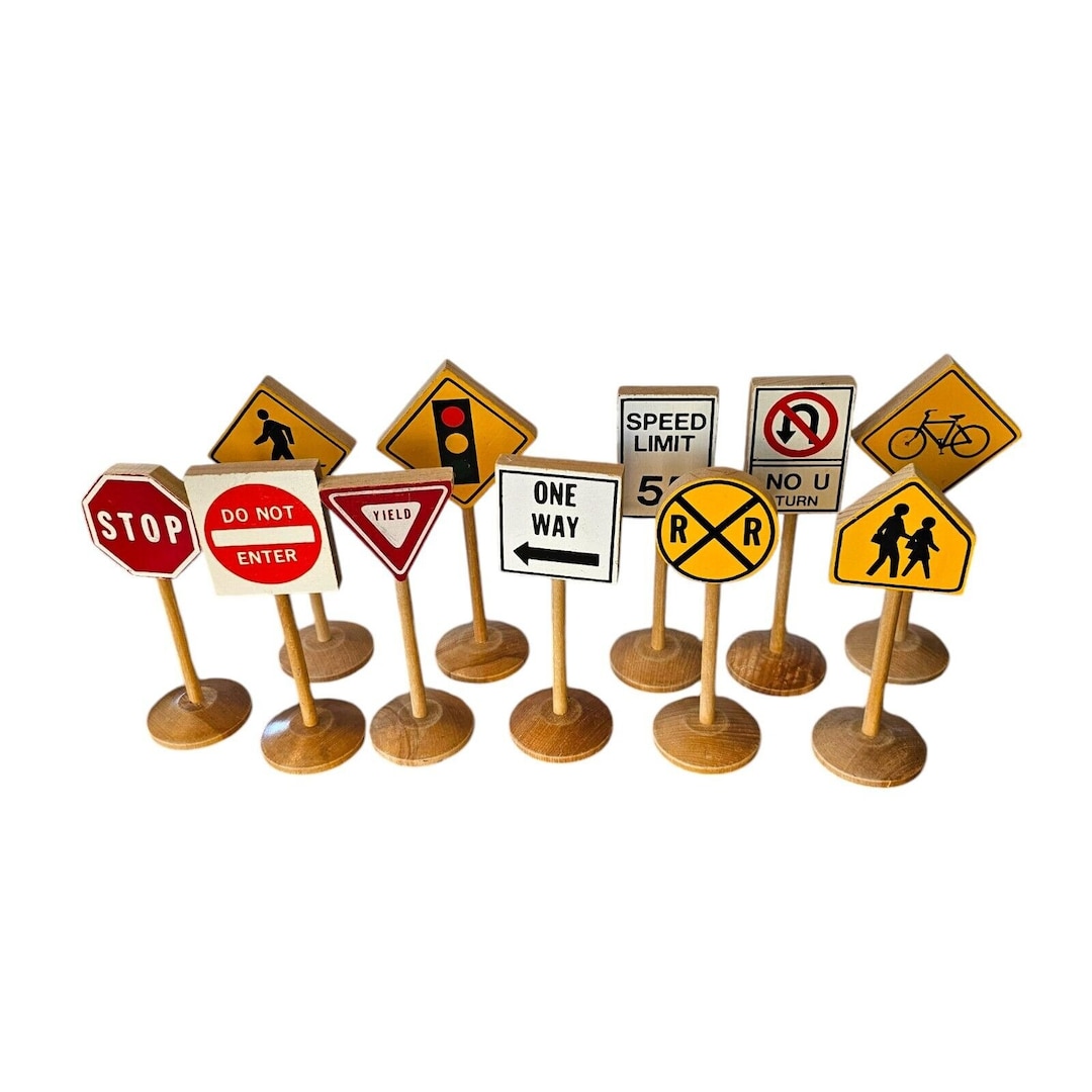1980s Wooden Traffic Signs Lot of 11 Educational Toy 6.5-8" Road Signs ...