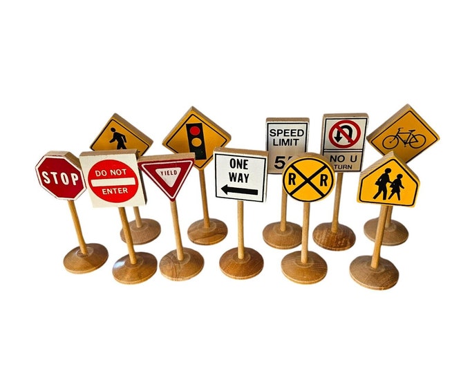 1980s Wooden Traffic Signs Lot of 11 Educational Toy 6.5-8" Road Signs ...