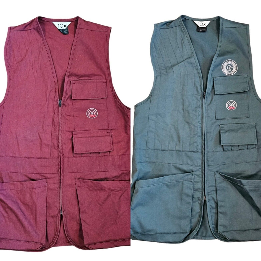 Vintage Lot of 2 10X Mens Hunting Shooting Outdoor Vest Size Medium Red ...