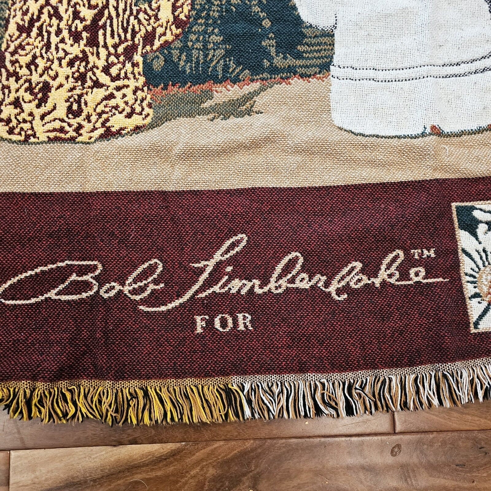 Vintage Bob Timberlake Primitive Fringe Throw Fall Flowers Water Cans ...