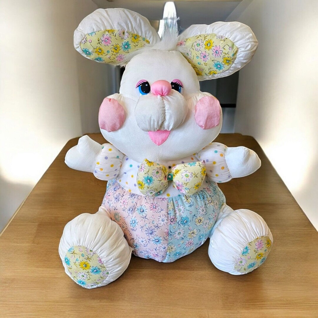 Vintage 90s Bunny Rabbit Stuffed Animal Puffalump Style Dan Dee Silky ...
