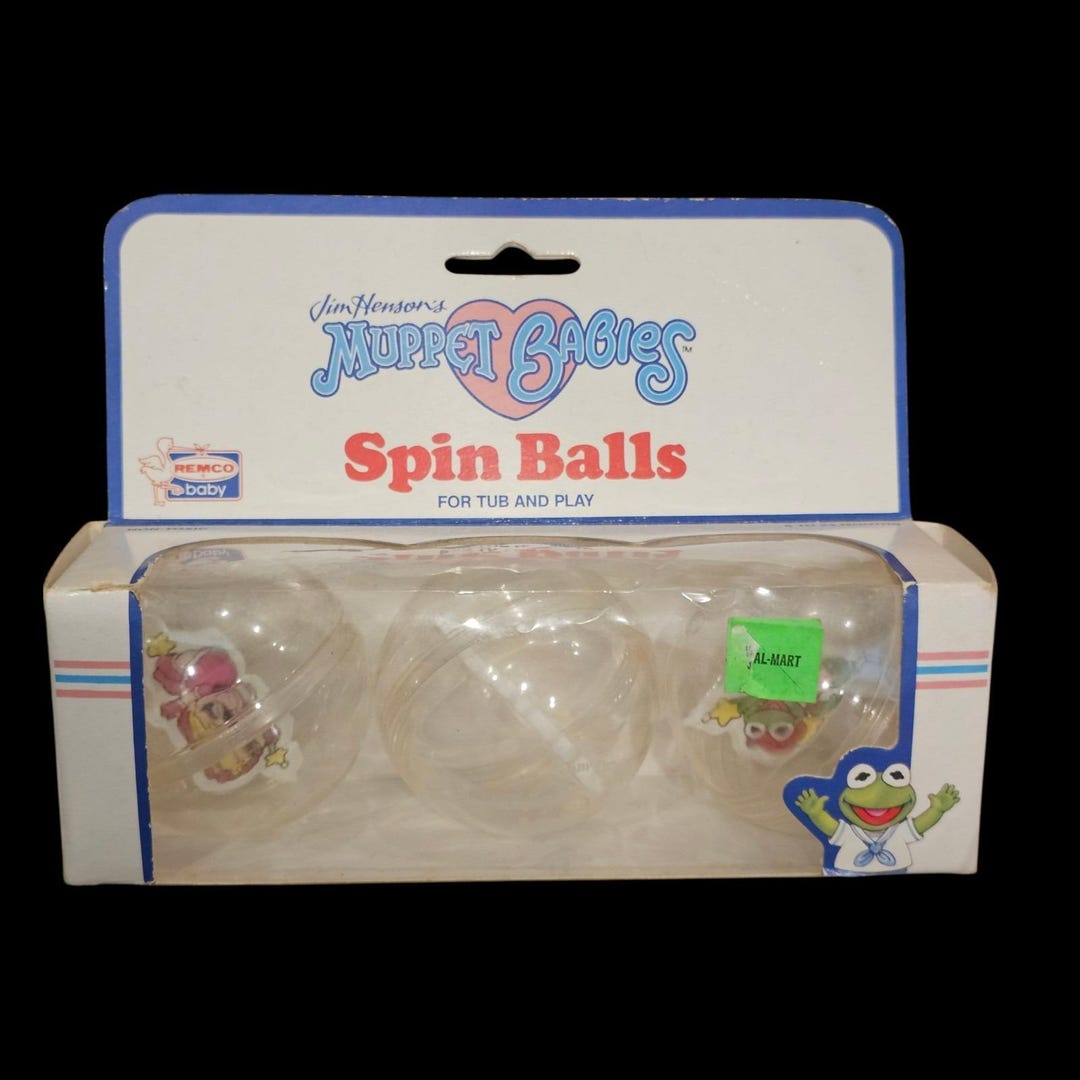 VTG Muppet Babies Spin Balls for Bath Tub Play Toys Clear Remco NEW ...