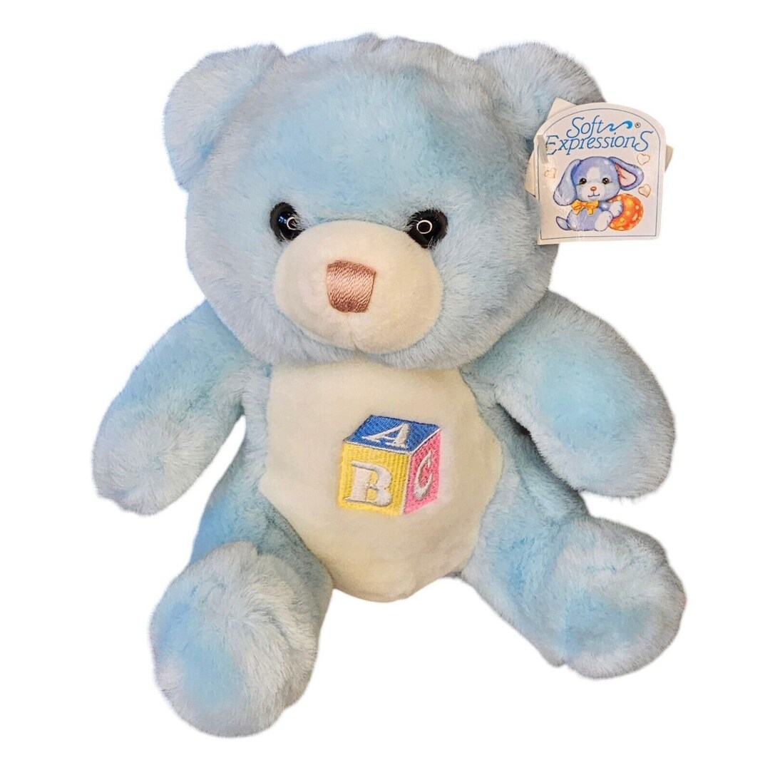 Main Joy NWT Blue Teddy Bear Rattle Baby Boy White ABC Blocks Kmart ...