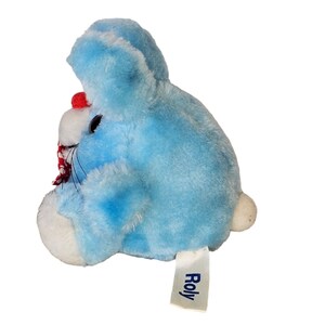 80s Russ Roly Blue Round Small Bunny Rabbit Plush Stuffed Animal Easter ...