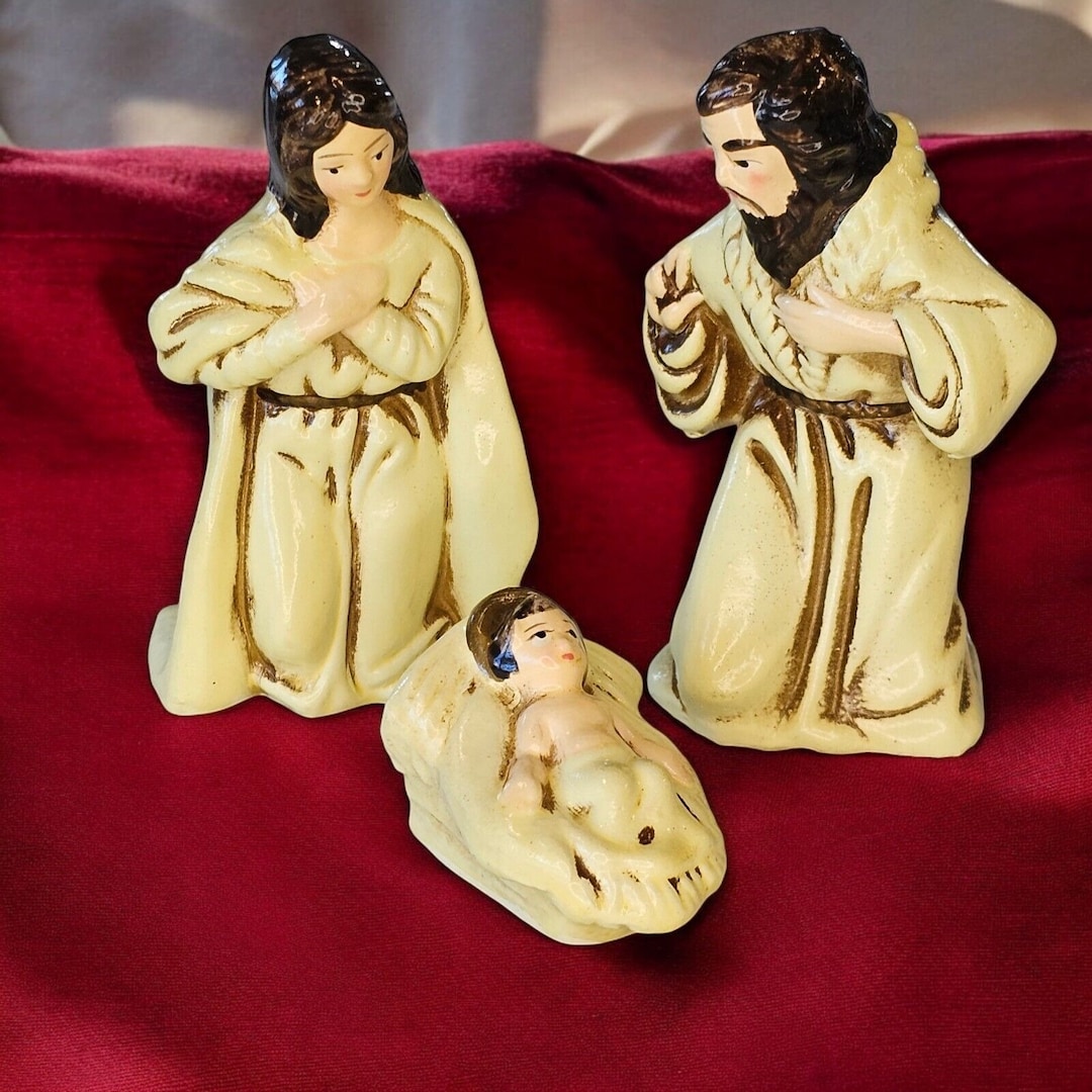 Vintage MCM Wolin Japan Nativity Set Christmas Decoration 3 Pieces ...