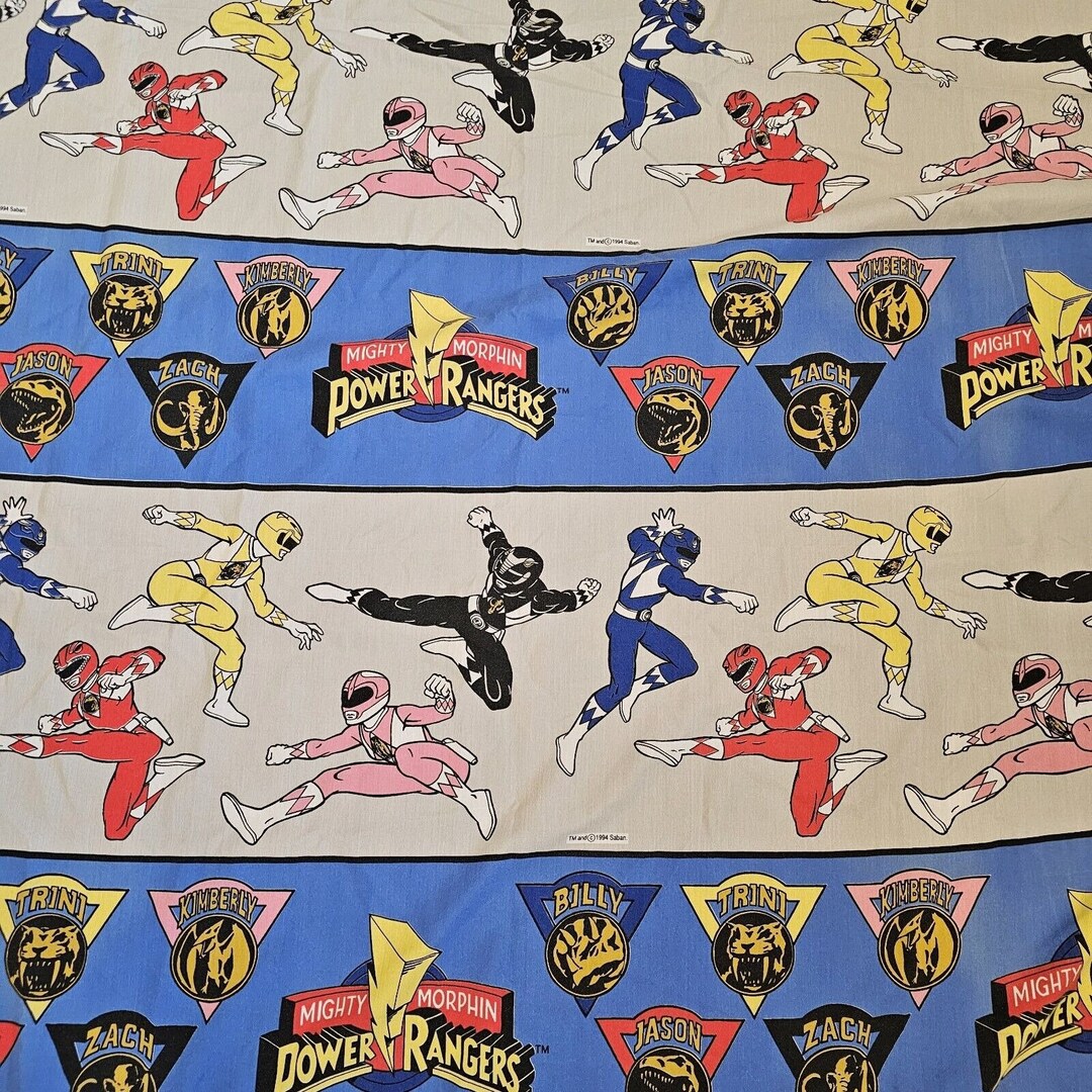 Vintage Power Rangers Flat Twin Sheet Fabric Material Saban Might ...