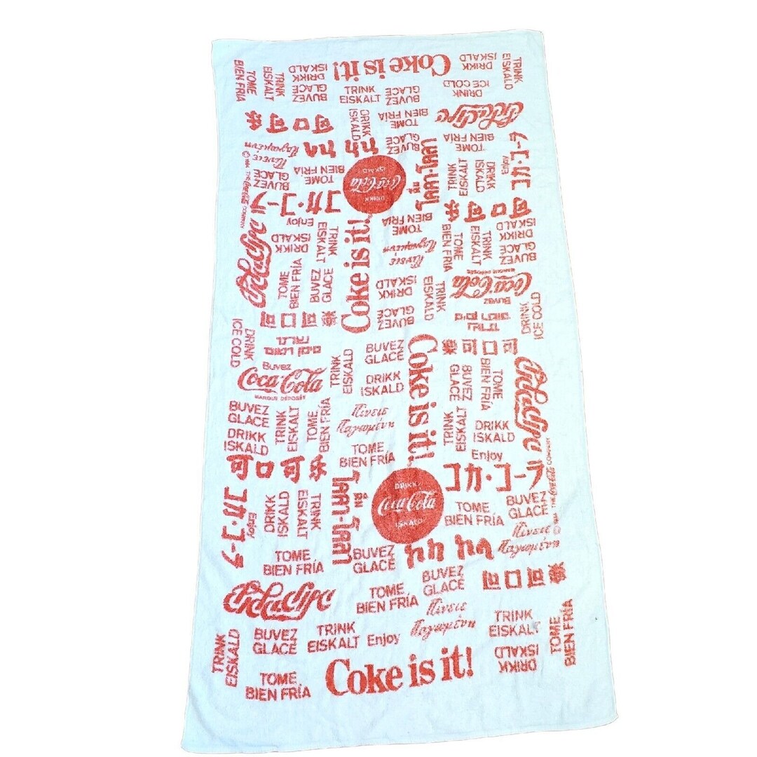 Vintage 80s Rare Coca-cola Beach Towel Thin Terrycloth Different ...