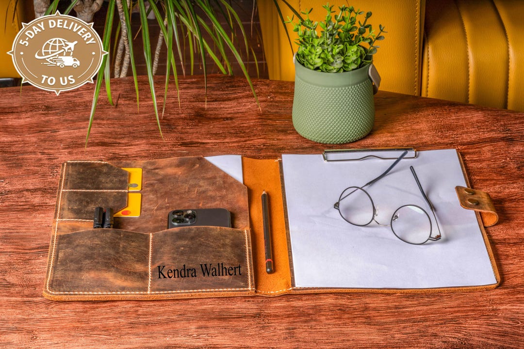 Personalized Leather Portfolio: Handmade Engraved Padfolio, A4/A5 ...