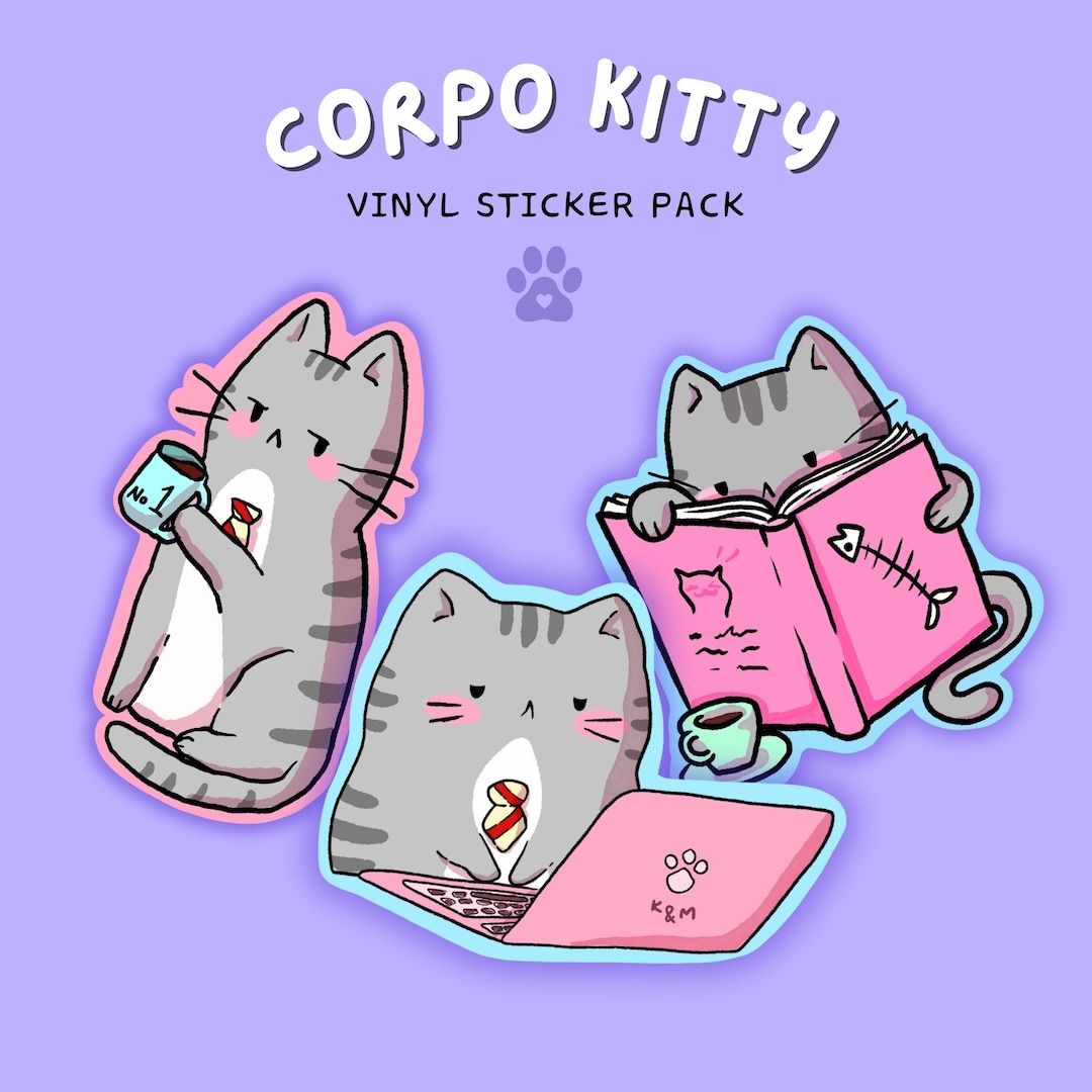 Corpo Kitty Matte Vinyl Sticker Pack | Kawaii Cat Stickers - Etsy