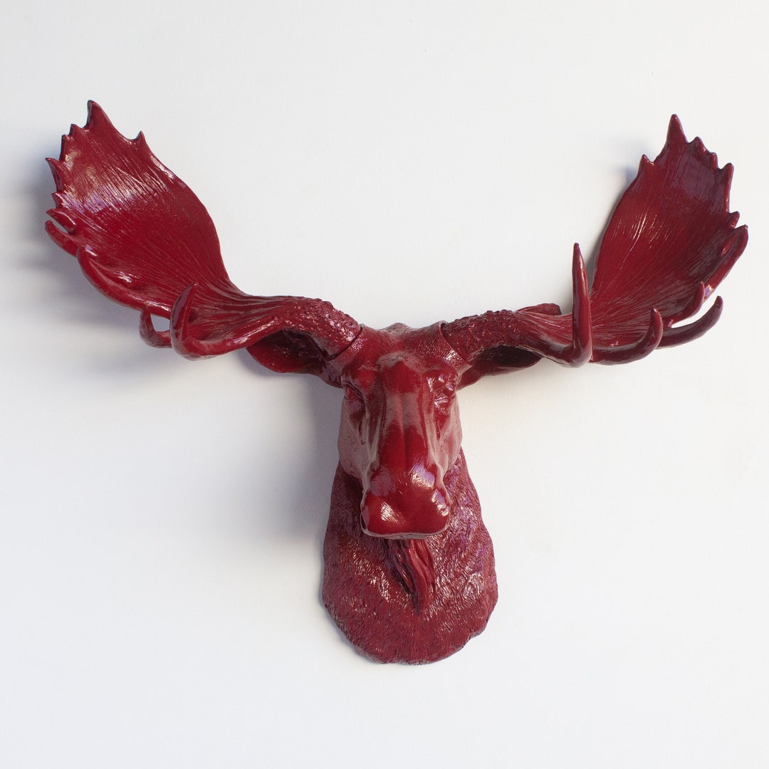 Faux Taxidermy Moose Head Wall Mount - Wall Decor - Red- M4848 - Etsy