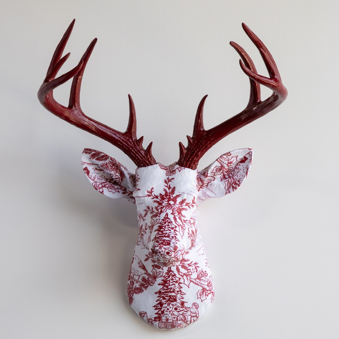 Faux Taxidermy Deer Head Fabric Wall Mount - Wall Decor - Christmas ...