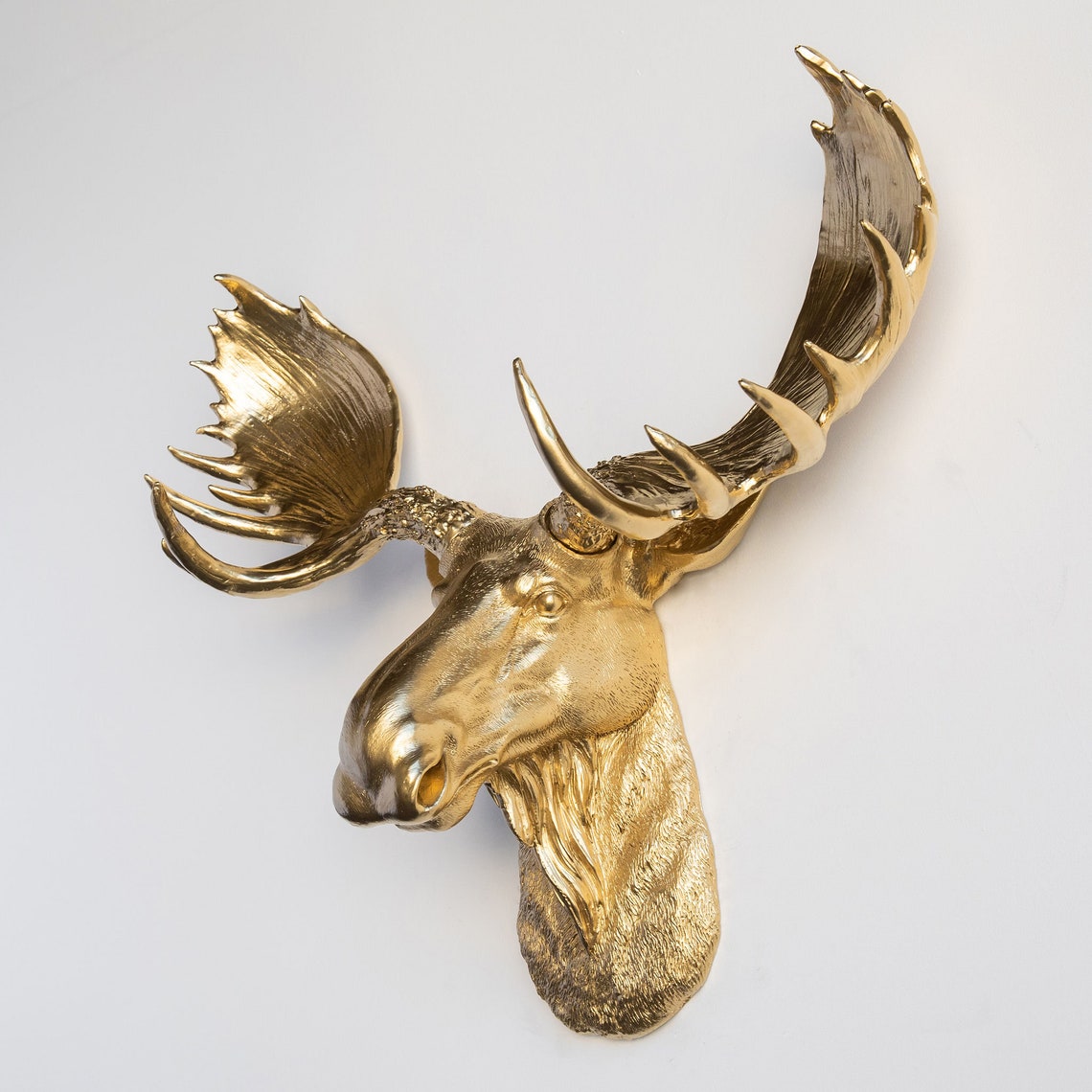 Faux Taxidermy Moose Head Wall Mount Wall Decor Gold - Etsy