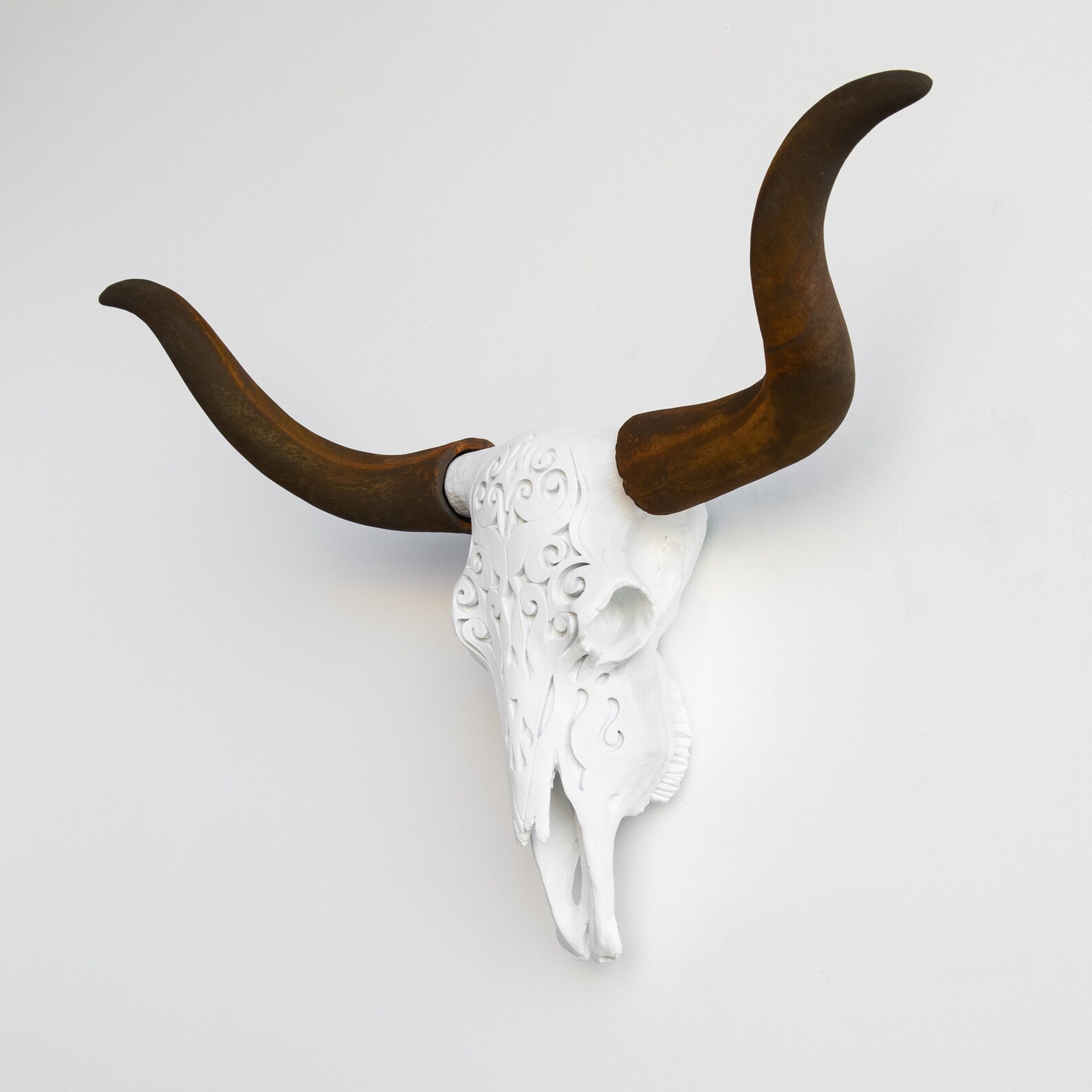 Faux Taxidermy Carved Texas Longhorn Skull Wall Mount Wall | Etsy