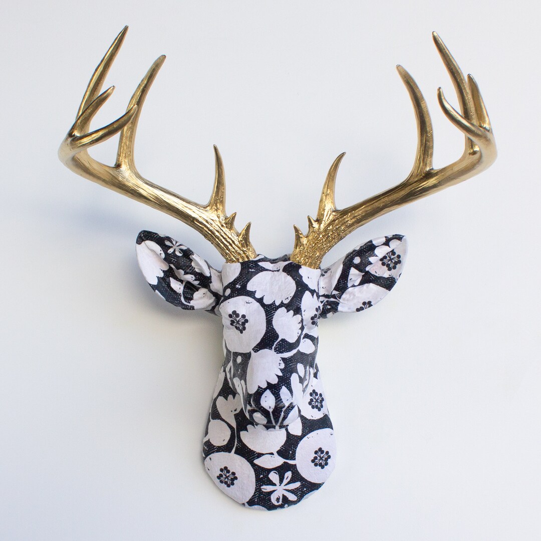 Faux Taxidermy Deer Head Fabric Wall Mount - Wall Decor - Monotone ...