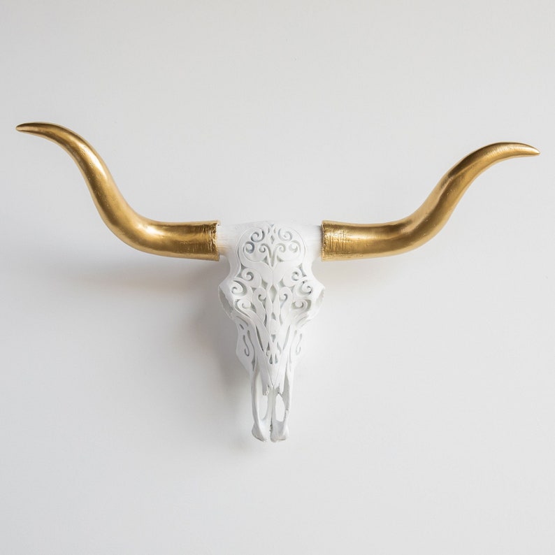 Faux Taxidermy Carved Texas Longhorn Skull Wall Mount Wall - Etsy