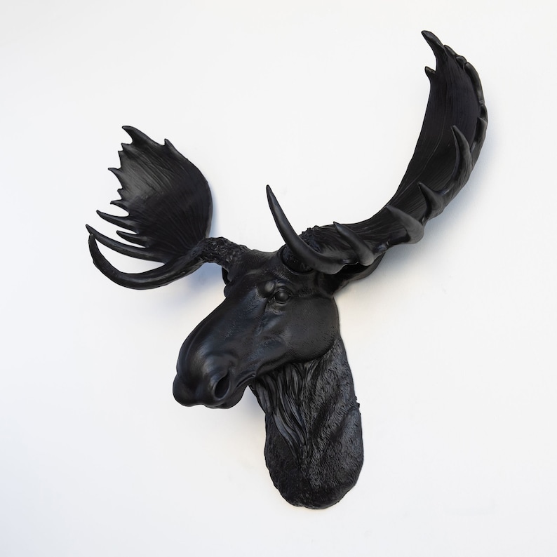 Faux Taxidermy Moose Head Wall Mount - Wall Decor - Black - M1717 - Etsy