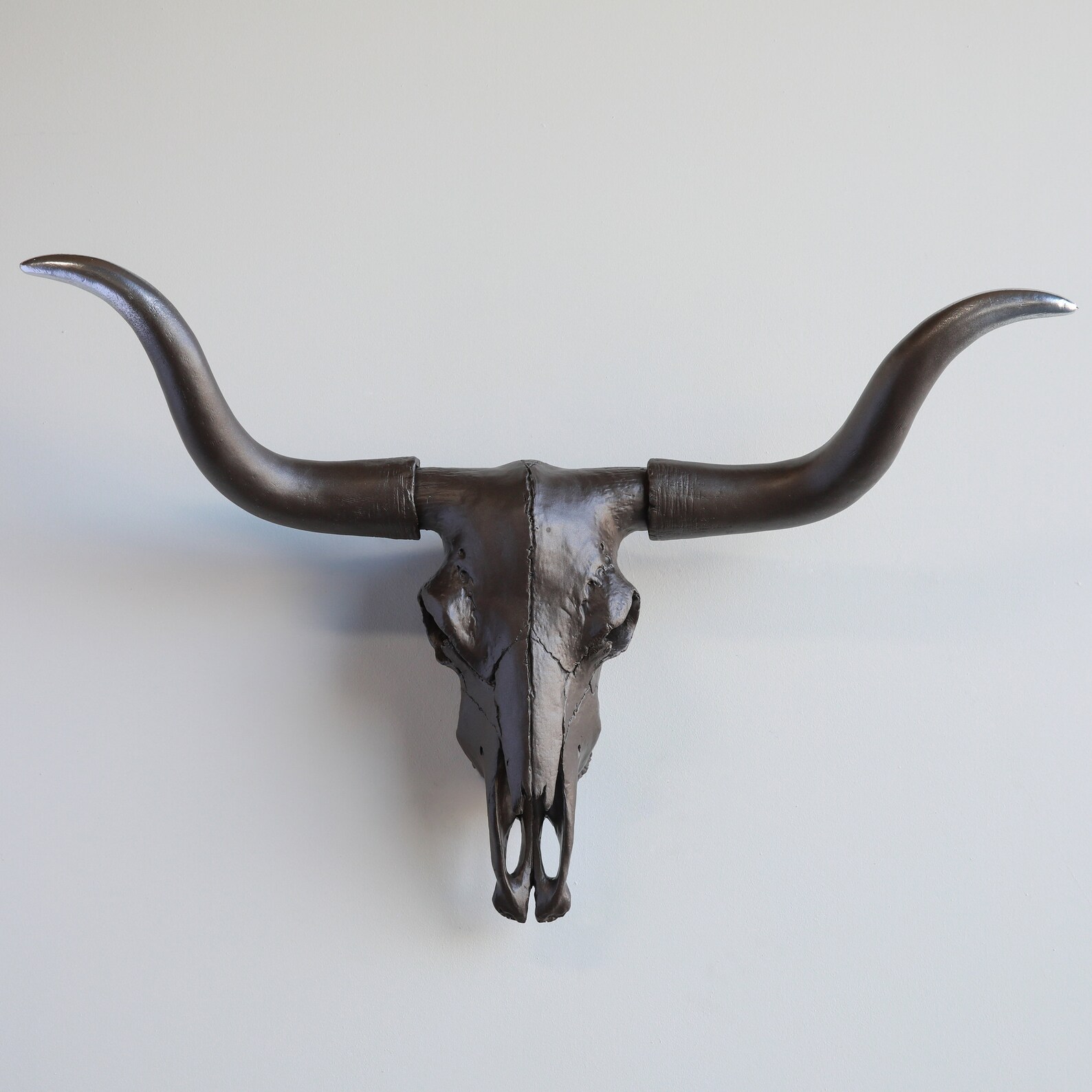 Faux Taxidermy Texas Longhorn Skull Mount Wall Decor Dark - Etsy