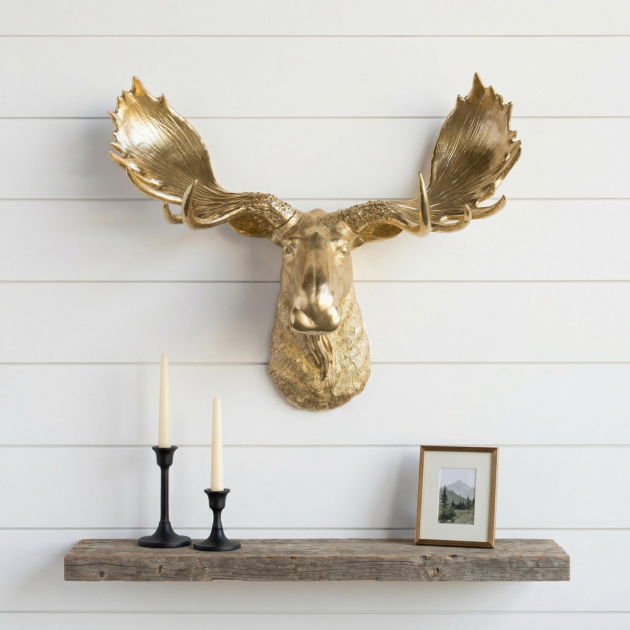 Faux Taxidermy Moose Head Wall Mount - Wall Decor - Bronze - M0909 - Etsy