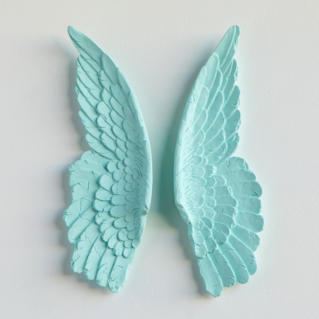 Faux Taxidermy Mini Angel Wings - Wall Decor - Aqua - ANG63 - Etsy