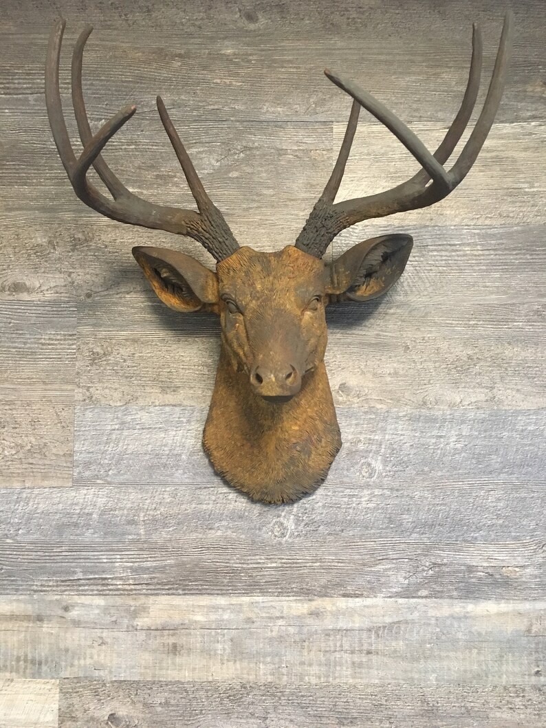 Rust Deer Head Wall Mount Faux Taxidermy Deer Farm House Etsy