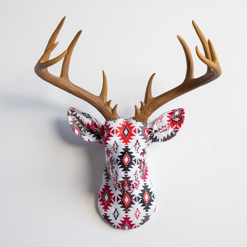 Faux Taxidermy Deer Head Fabric Wall Mount - Wall Decor - Bright ...