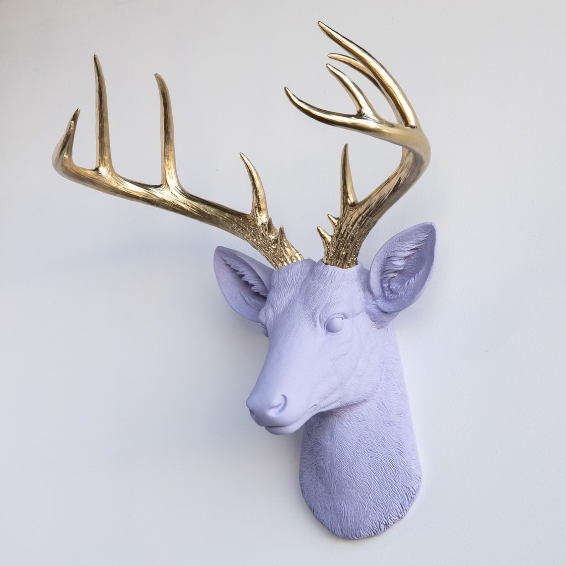 Faux Taxidermy Large Deer Head Wall Mount - Wall Decor - Lavender and ...
