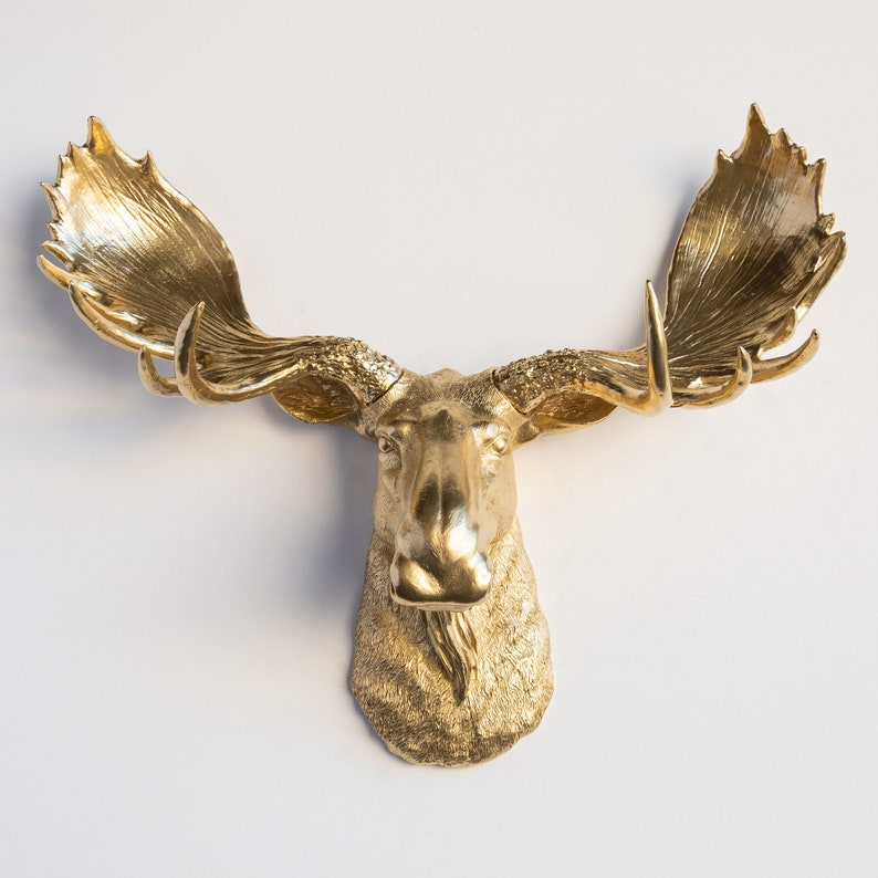 Faux Taxidermy Moose Head Wall Mount - Wall Decor - Gold - M0808 - Etsy