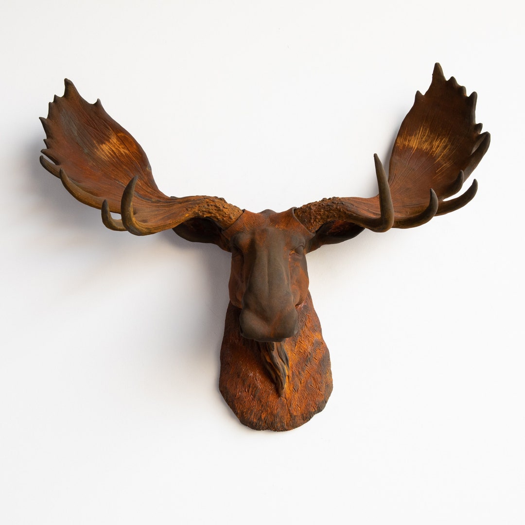 Faux Taxidermy Moose Head Wall Mount - Wall Decor - Rust - M7373 - Etsy