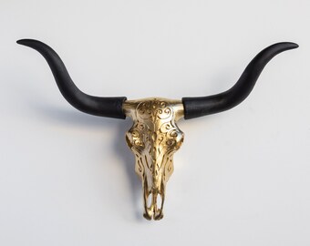 Faux Taxidermy Carved Texas Longhorn Skull Wall Mount Wall Decor ...