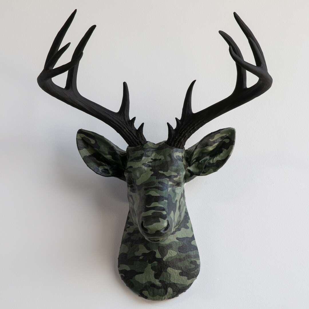 Faux Taxidermy Deer Head Fabric Wall Mount Wall Decor Camo FAD3117 - Etsy