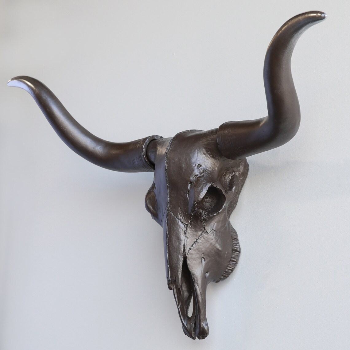 Faux Taxidermy Texas Longhorn Skull Mount Wall Decor Dark - Etsy