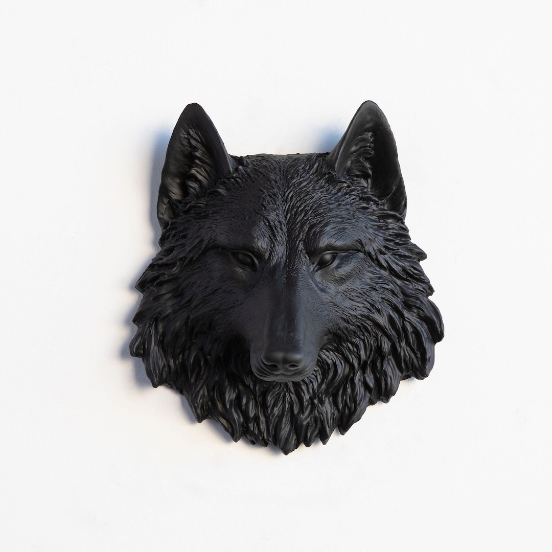 Faux Taxidermy Mini Wolf Head - Wall Decor - Black - MW17 - Etsy