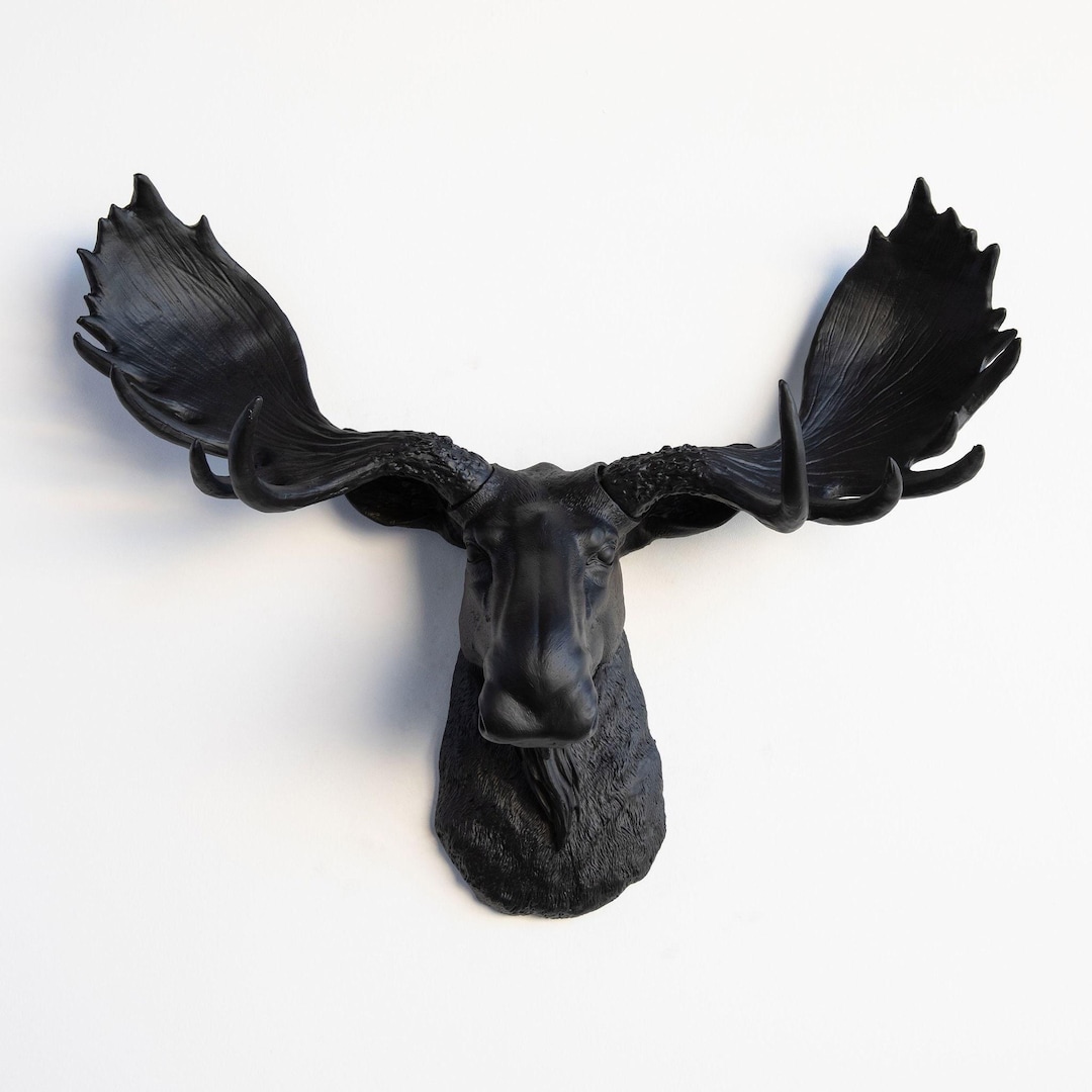 Faux Taxidermy Moose Head Wall Mount - Wall Decor - Black - M1717 - Etsy