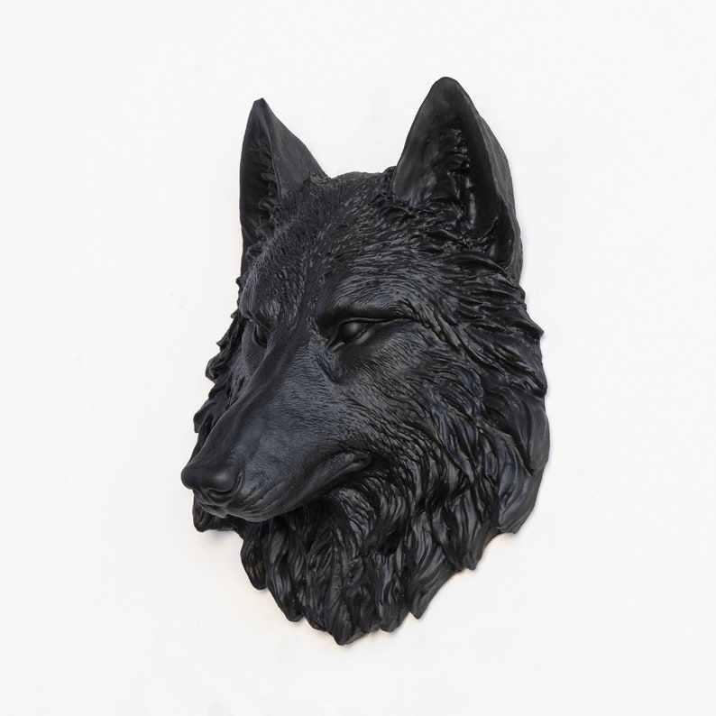 Faux Taxidermy Mini Wolf Head Wall Decor Black MW17 - Etsy