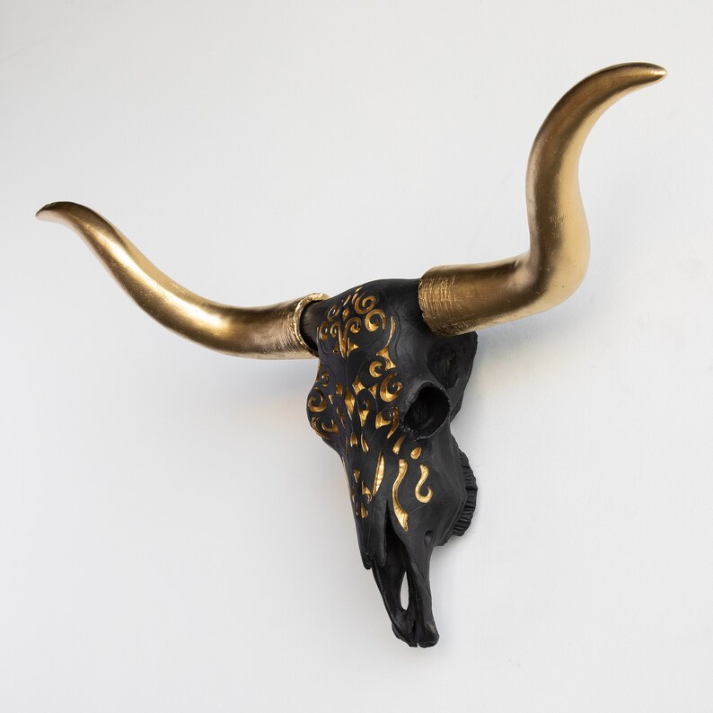 Faux Taxidermy Carved Texas Longhorn Skull Wall Mount Wall - Etsy