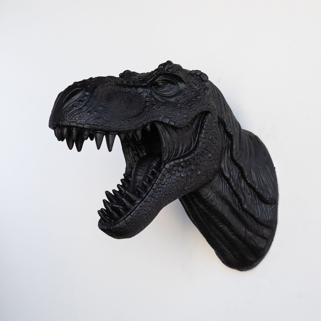 Faux Taxidermy T-rex Wall Mount Wall Decor Black NTX17 - Etsy
