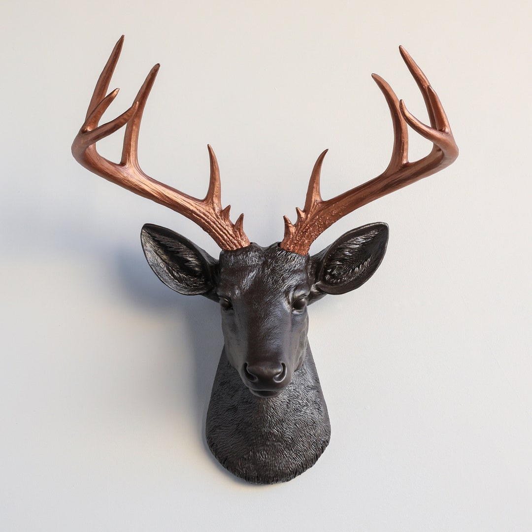 Faux Taxidermy Large Deer Wall Mount - Wall Decor - Oil-rubbed Bronze ...
