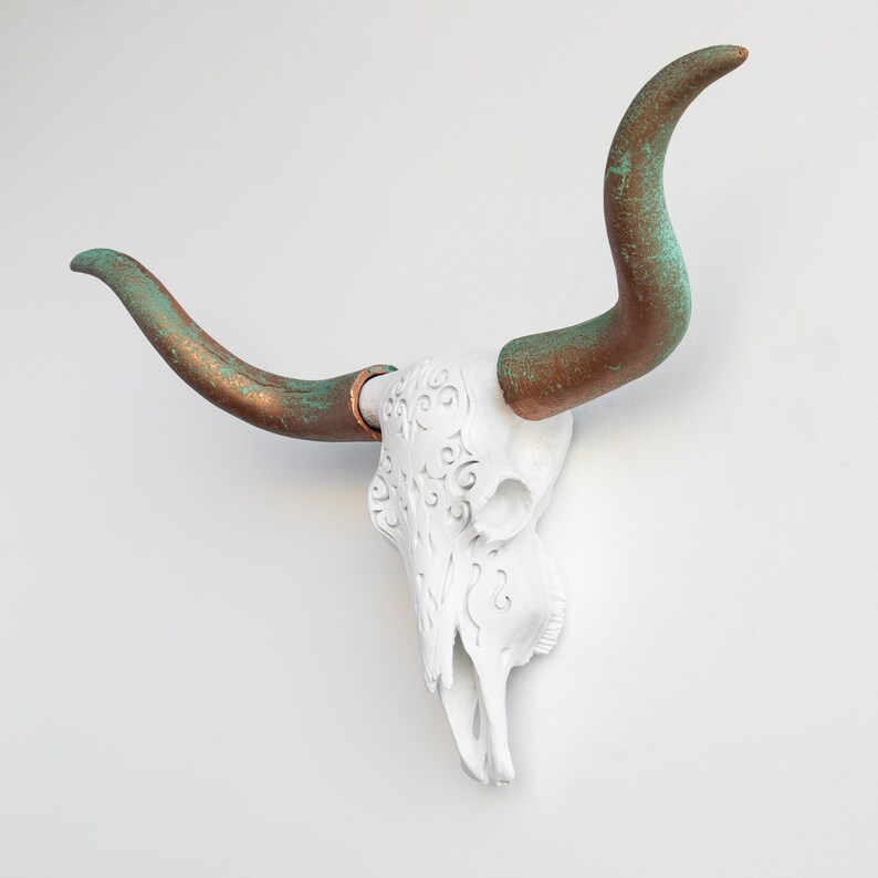 Faux Taxidermy Carved Texas Longhorn Skull Wall Mount Wall | Etsy