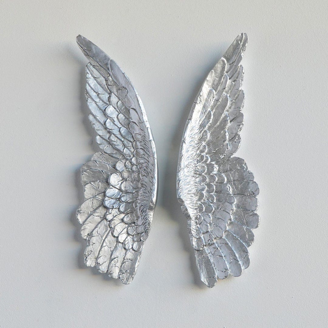 Faux Taxidermy Mini Angel Wings - Wall Decor - Silver - ANG10 - Etsy UK