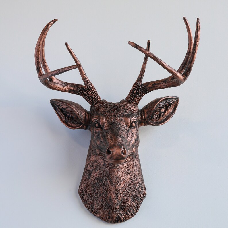 Faux Taxidermy Deer Head Wall Mount Wall Decor Copper - Etsy