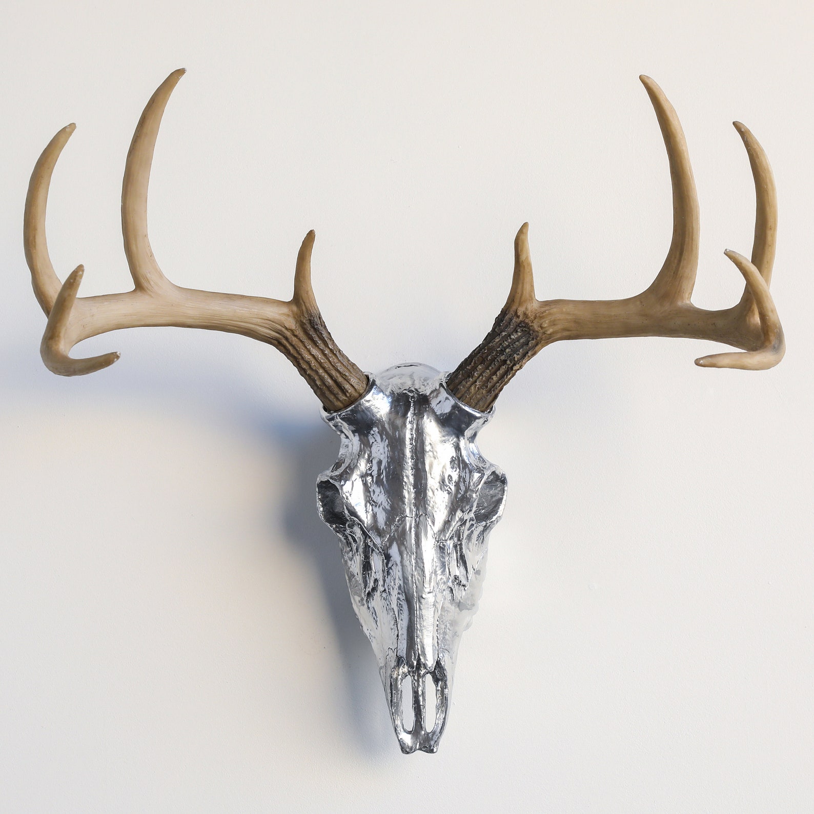 Faux Taxidermy Deer Skull Wall Decor Chrome and Natural | Etsy
