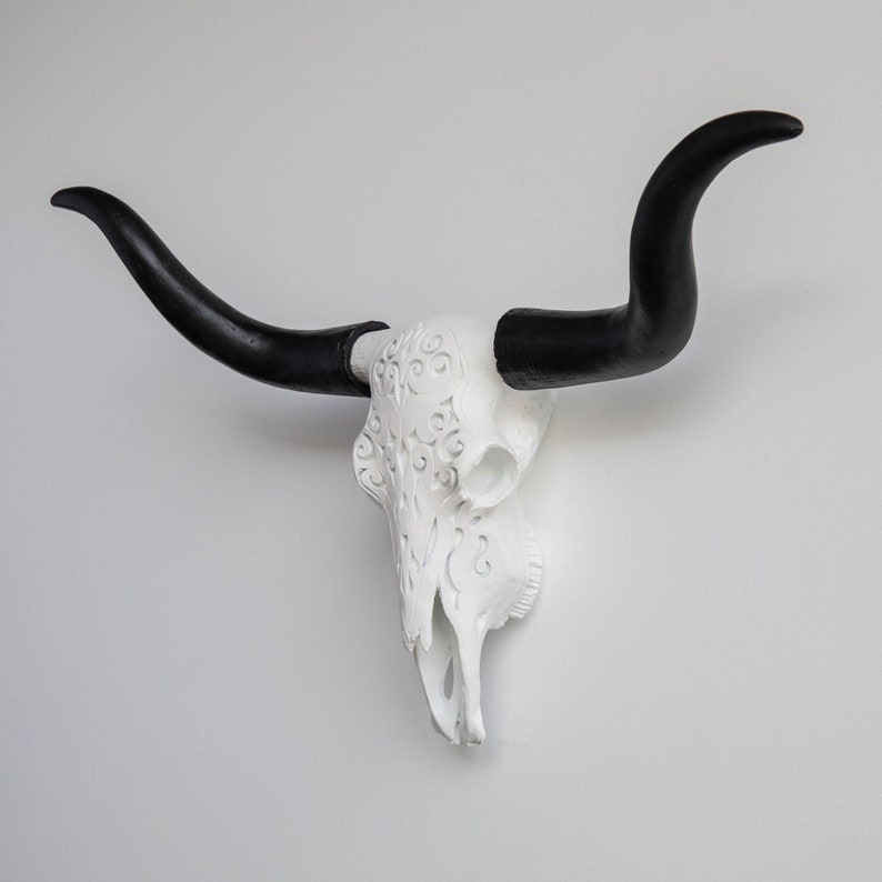 Faux Taxidermy Carved Texas Longhorn Skull Wall Mount Wall | Etsy