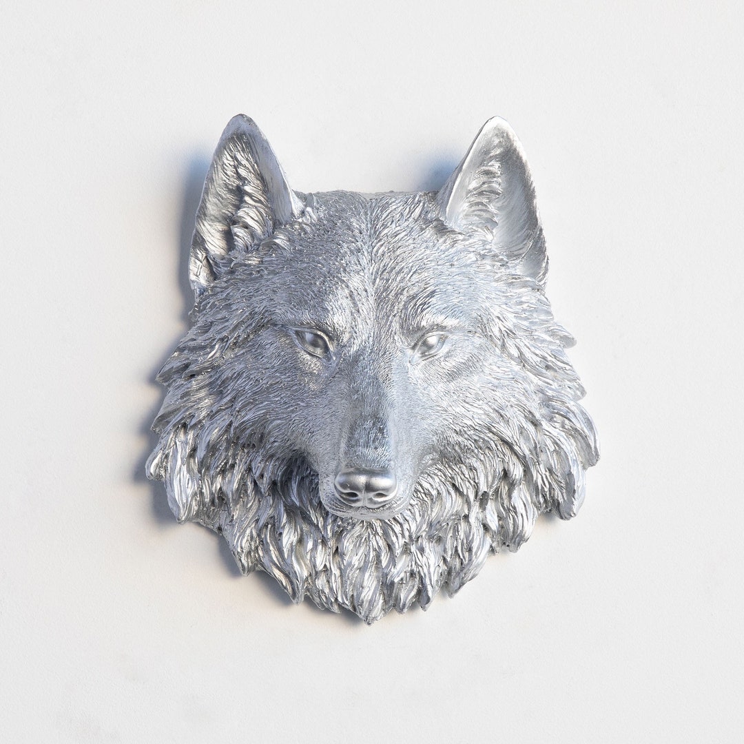 Faux Taxidermy Mini Wolf Head - Wall Decor - Silver - MW10 - Etsy