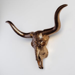 Faux Taxidermy Carved Texas Longhorn Skull Wall Mount - Wall Decor ...