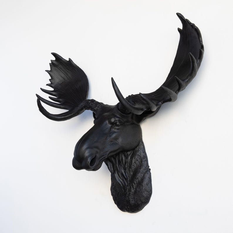Faux Taxidermy Moose Head Wall Mount - Wall Decor - Black - M1717 - Etsy