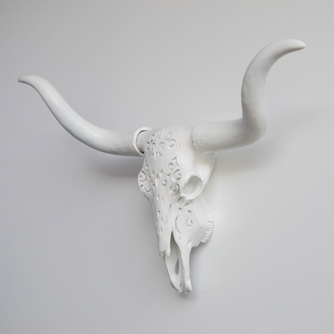 Faux Taxidermy Carved Texas Longhorn Skull Wall Mount - Wall Decor ...