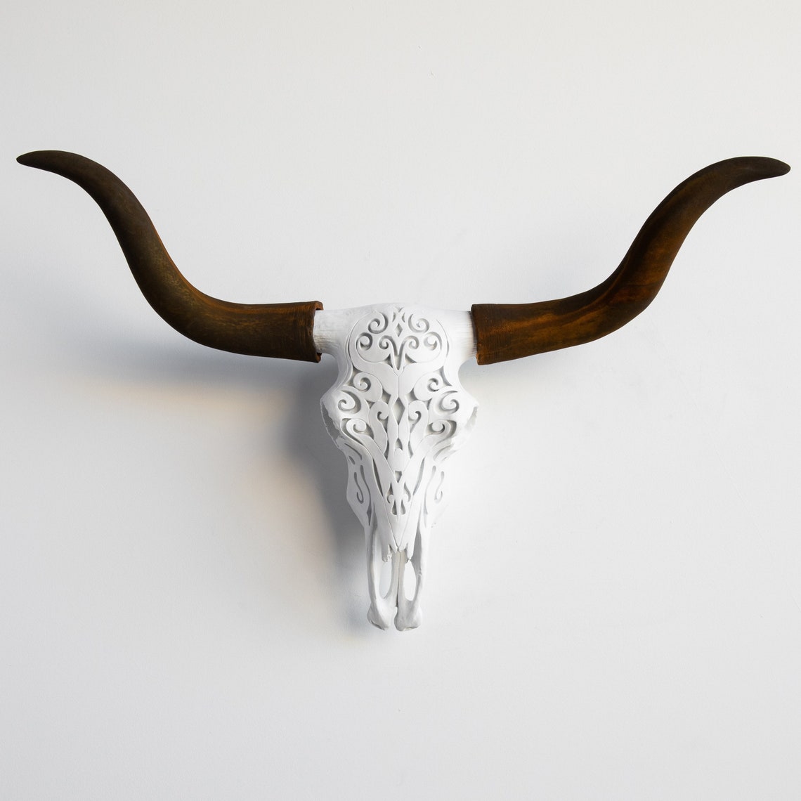 Faux Taxidermy Carved Texas Longhorn Skull Wall Mount Wall | Etsy