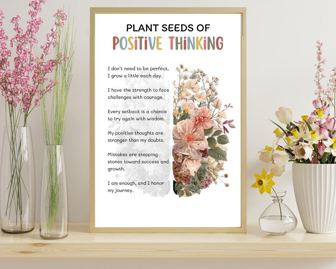 Floral Growth Mindset Print: Inspirational Minimalist Wall Art - Etsy